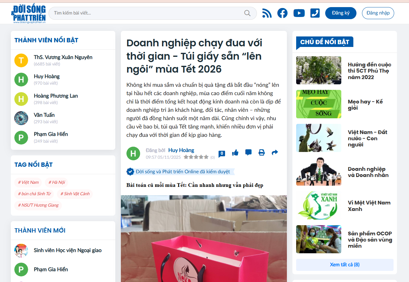 Báo Đời Sống và Phát Triển nói về Túi Giấy IPS - In túi giấy